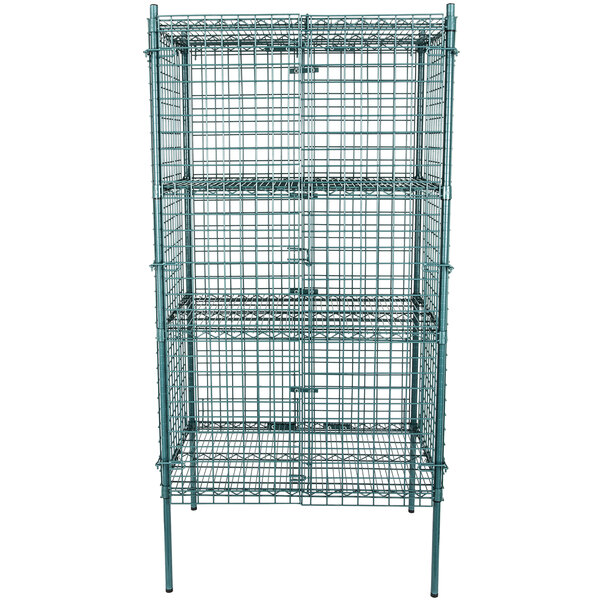 Regency NSF Stationary Green Wire Security Cage Kit - 24" x 36" x 74"