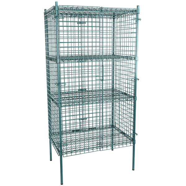 Regency NSF Stationary Green Wire Security Cage Kit - 24" x 36" x 74"