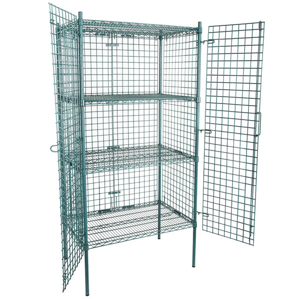 Regency NSF Stationary Green Wire Security Cage Kit - 24" x 36" x 74"