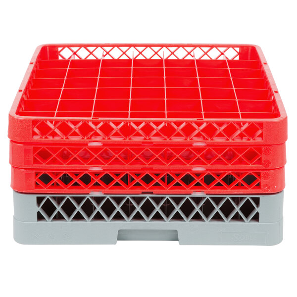 Noble Products 49-Compartment Gray Full-Size Glass Rack with 3 Red ...