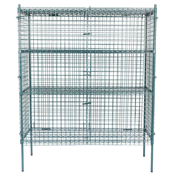 Regency NSF Stationary Green Wire Security Cage Kit - 24" x 60" x 74"