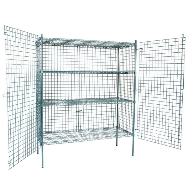 Regency NSF Stationary Green Wire Security Cage Kit - 24" x 60" x 74"