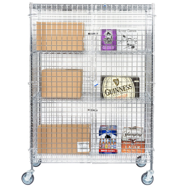 Regency 24" x 48" x 70" NSF Mobile Chrome Wire Security Cage Kit