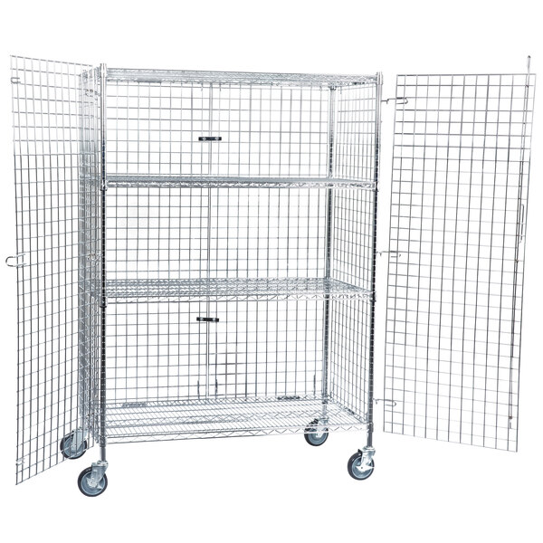 Regency 24" x 48" x 70" NSF Mobile Chrome Wire Security Cage Kit