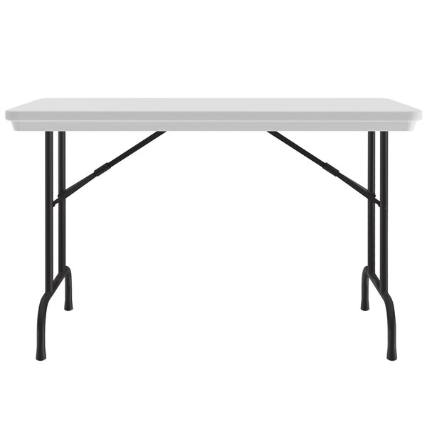 Correll Heavy-Duty Folding Table, 24" x 48" Blow-Molded Plastic, Gray ...