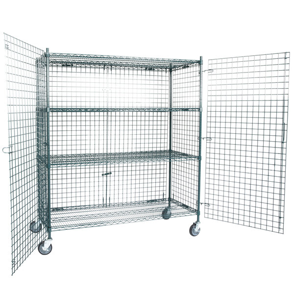 Regency 24" x 60" x 70" NSF Mobile Green Wire Security Cage Kit