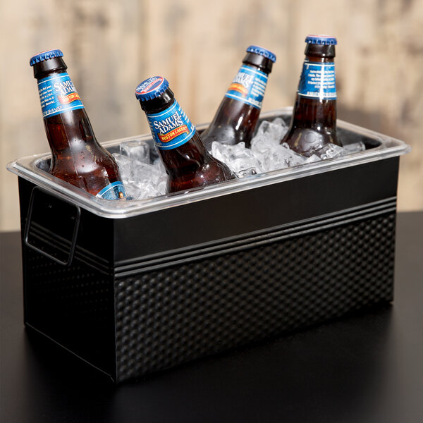 American Metalcraft 1/3 Size Black Rectangular Hammered Ice Display ...