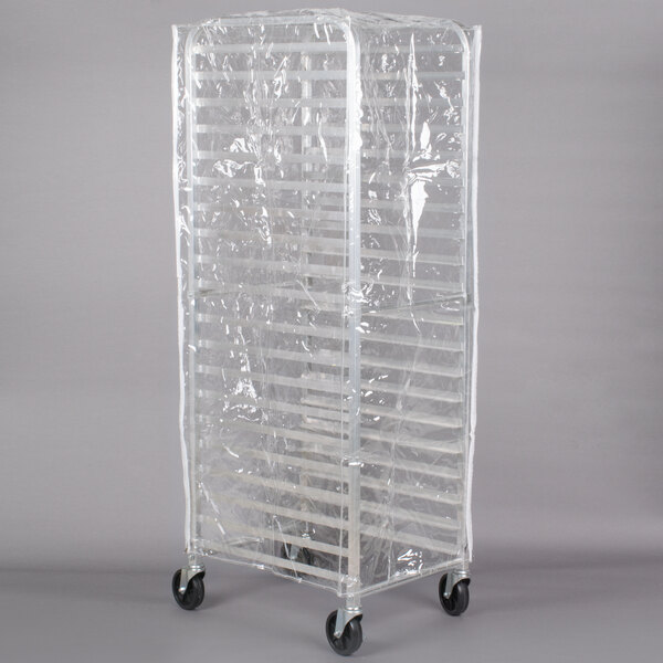 Regency 63" Clear 8 Mil Full-Size Plastic Bun Pan Rack Cover with 3 Zippers