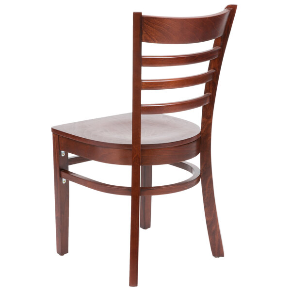 Lancaster Table & Seating Mahogany Finish Wood Ladder Back Chair with ...