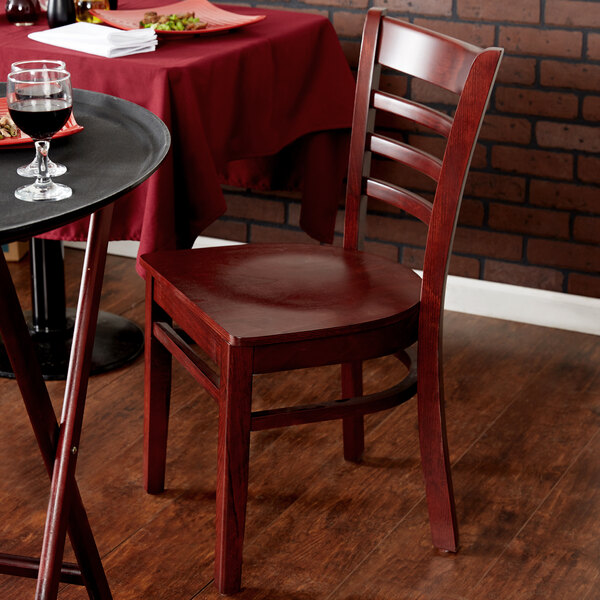 Lancaster Table & Seating Mahogany Finish Wood Ladder Back Chair with ...