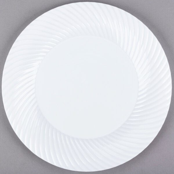 Visions Wave 9" White Plastic Plate - 180/Case