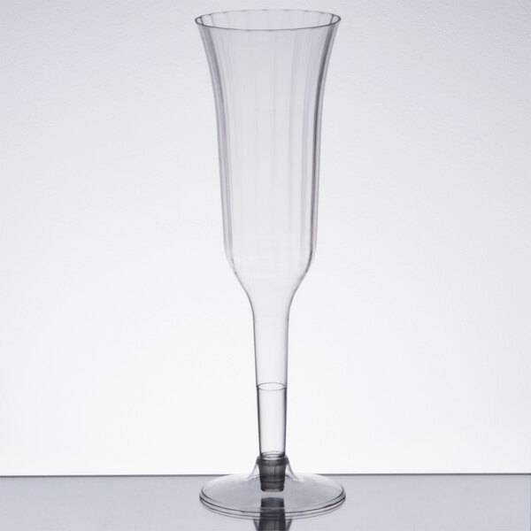 Visions 5 oz. Heavy Weight Clear 2-Piece Plastic Champagne Flute - 10/Pack