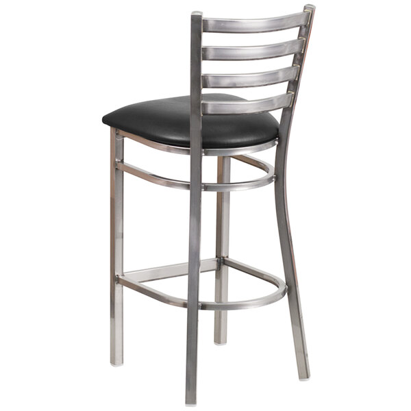 Flash Furniture XU-DG697BLAD-CLR-BAR-BLKV-GG Clear-Coated Ladder Back ...