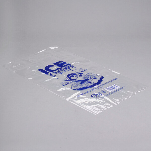 Choice 10 lb. Clear Plastic Ice Bag with Ice Print - 1000/Case