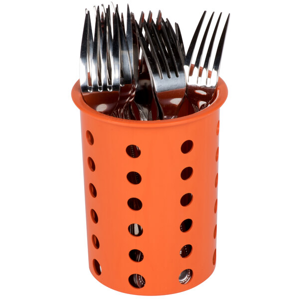 Steril-Sil RP-25-ORANGE Orange Perforated Plastic Flatware Cylinder