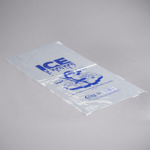 20 lb. Ice Bags: Plastic Ice Bags with Print - 500/Case