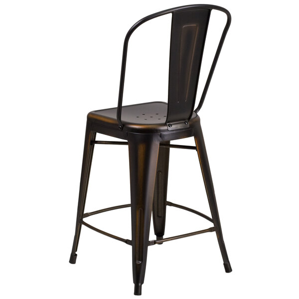 Flash Furniture ET-3534-24-COP-GG Distressed Copper Metal Counter ...