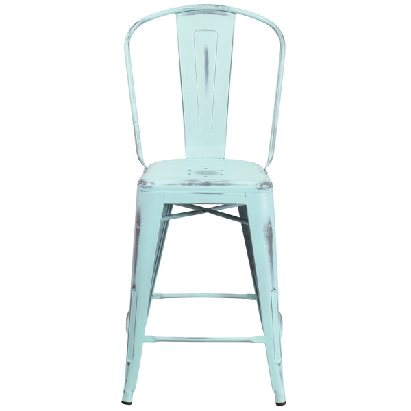 Flash Furniture ET-3534-24-DB-GG Distressed Green Blue Metal Counter ...