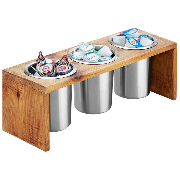 Cal-Mil 1425-3-99 Madera 3-Cylinder Horizontal Flatware / Condiment Display