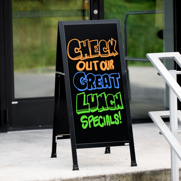 Aarco BA-311 42" x 18" Black Aluminum A-Frame Sign Board with Black ...