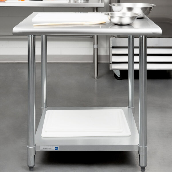 Steelton 30" x 30" 18 Gauge 430 Stainless Steel Work Table with Undershelf