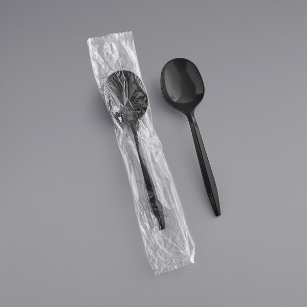 Choice Individually Wrapped Medium Weight Black Polypropylene Plastic ...