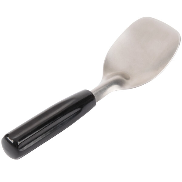 Tablecraft 1851 9 1/4" Stainless Steel Black Handle Ice Cream Spade