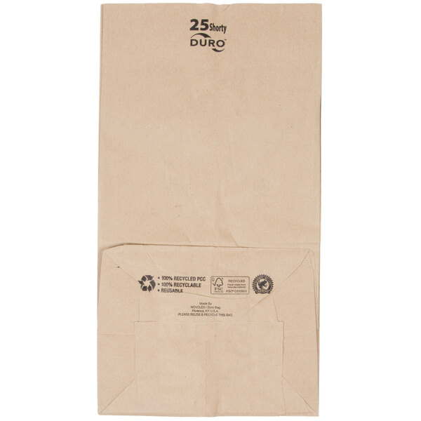 Duro 25 lb. Shorty Brown Paper Bag - 500/Bundle