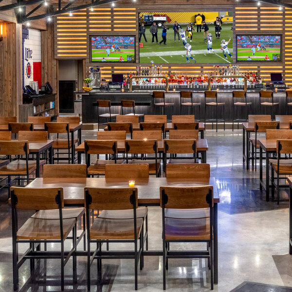 BFM Seating Memphis Sand Black Steel Side Chair with Autumn Ash Wooden ...