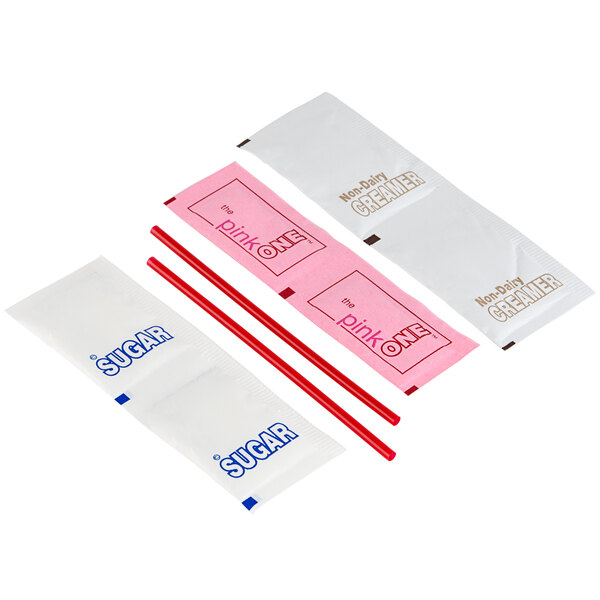 Double Serving Black & Gold Coffee Condiment Kit in Bulk