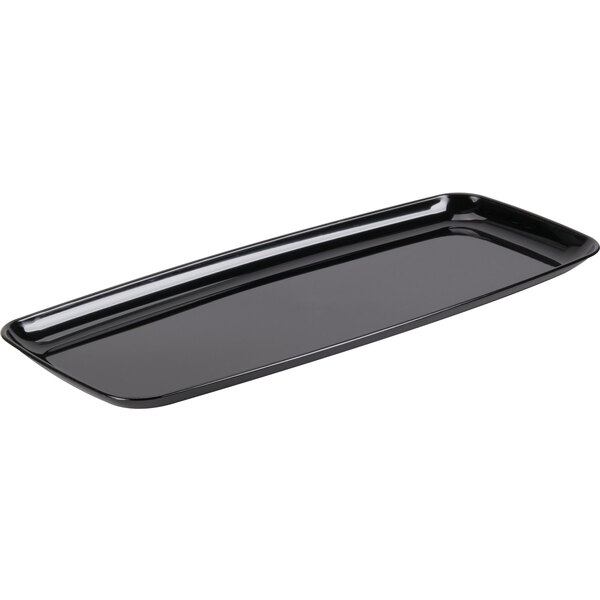 Sabert 9322 Mozaik 22" x 9" Black Plastic Platter / Catering Tray - 25/Case
