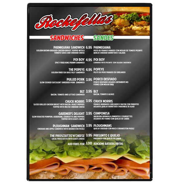 Menu Solutions H500F BLACK Hamilton 10" x 14" Single Panel Two View ...