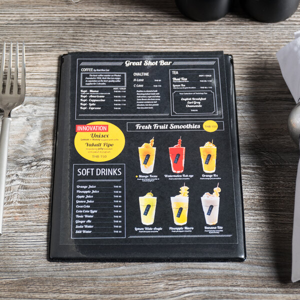 Menu Solutions H500A BLACK Hamilton 5 1/2" x 8 1/2" Single Panel Two ...