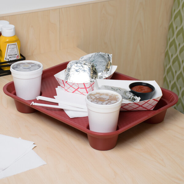 GET FT-20-R 14" x 17" Ambidextrous Polypropylene Red Fast Food Tray ...