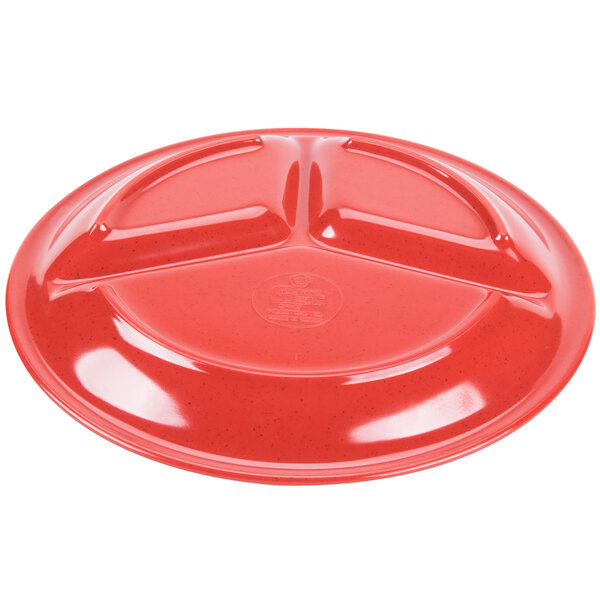 GET CP-10-RSP Red Sensation 10 1/4" 3 Compartment Melamine Plate - 12/Case