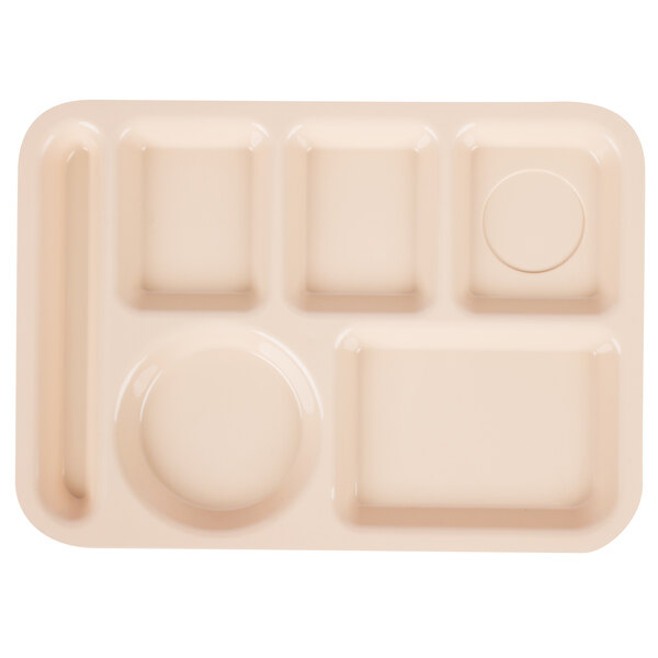 GET TL-153-T 10" x 14" Left Handed Polypropylene Tan 6 Compartment Tray ...