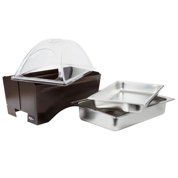 Sterno Full Size Copper Vein Fold Away Chafer with Clear Dome Cover and ...