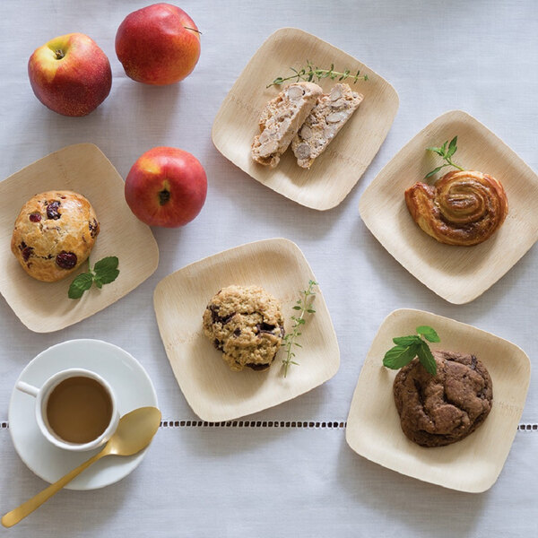 Bambu® 064300 Veneerware® 5" Disposable Square Bamboo Appetizer Plate ...