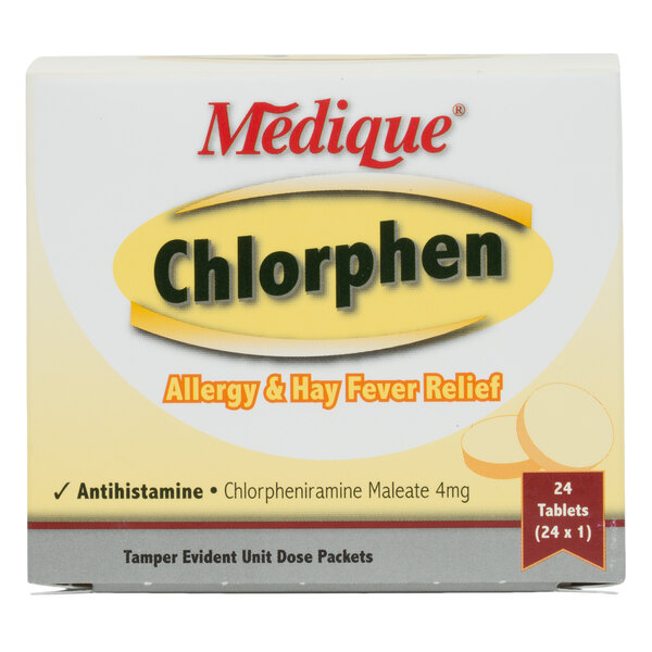 Medique 24164 Chlorphen Allergy and Hay Fever Relief Tablets - 24/Box