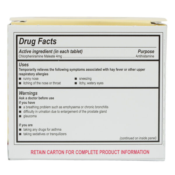 Medique 24164 Chlorphen Allergy and Hay Fever Relief Tablets - 24/Box