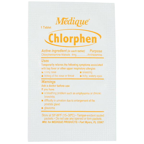 Medique 24164 Chlorphen Allergy and Hay Fever Relief Tablets - 24/Box