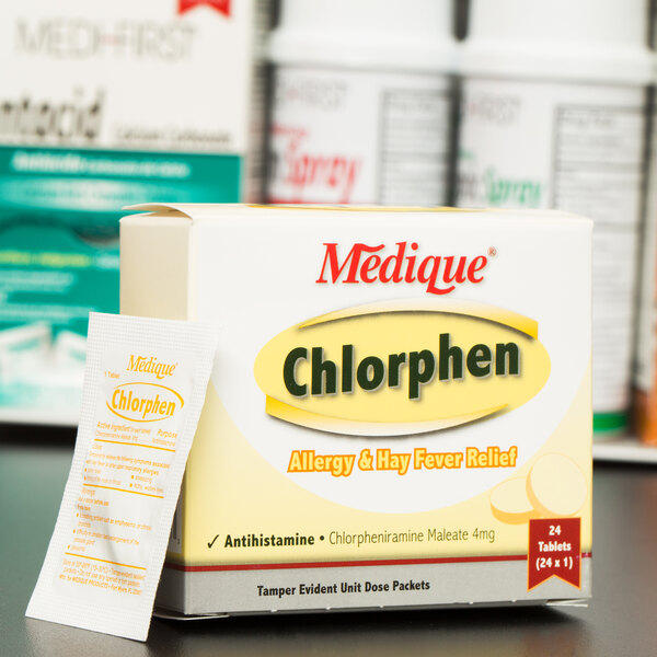 Medique 24164 Chlorphen Allergy and Hay Fever Relief Tablets - 24/Box