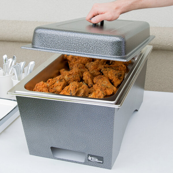 Sterno Full Size Silver Vein Stackable Chafer with Lid and Full Size Pan