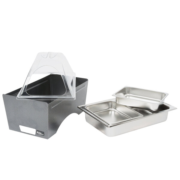 Sterno Silver Vein Stackable Chafer with Clear Dome Cover and 2 Half ...