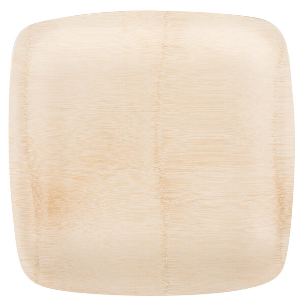 Bambu® 064400 Veneerware® 11" Disposable Square Bamboo Tray - 25/Pack
