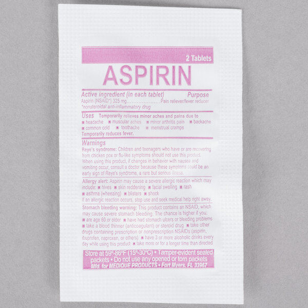 Medi-First 80533 Aspirin Tablets - 100/Box