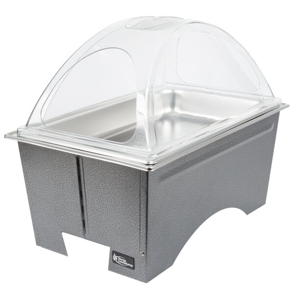 Sterno Full Size Silver Vein Fold Away Chafer with Clear Dome Cover and ...