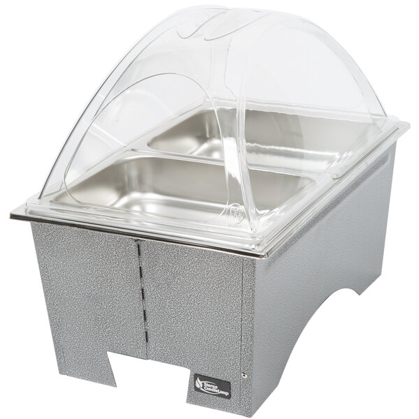 Sterno Silver Vein Fold Away Chafer with Clear Dome Cover and 2 Half ...