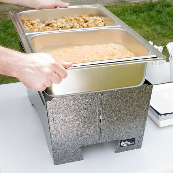 Sterno Silver Vein Fold Away Chafer with Clear Dome Cover and 2 Half ...