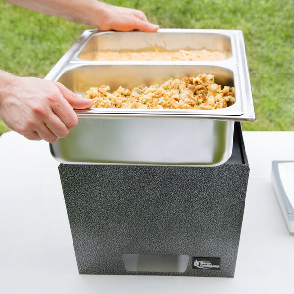 Sterno Silver Vein Stackable Chafer with Lid and 2 Half Size Pans